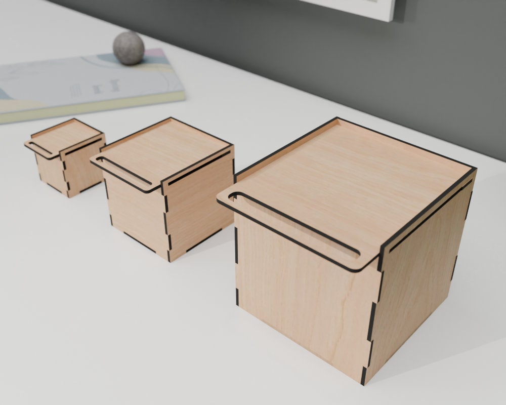 Laser Cut Box With Sliding Lid Bundle 3 Sizes for 3mm Small Storage Box ...