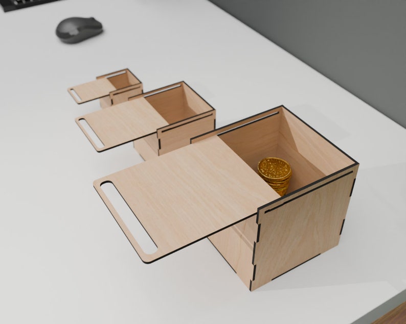 Laser Cut Box With Sliding Lid Bundle 3 Sizes for 3mm Small Storage Box ...