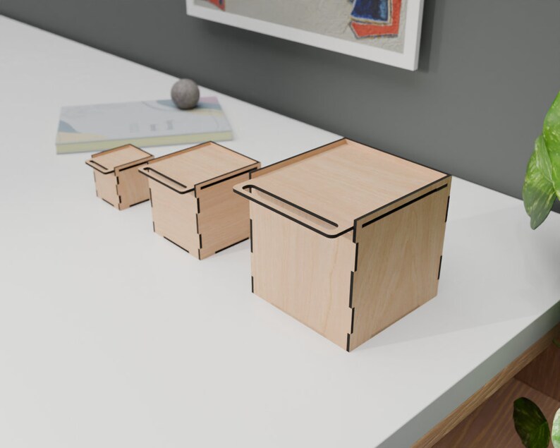 Laser Cut Box With Sliding Lid Bundle 3 Sizes for 3mm Small Storage Box ...