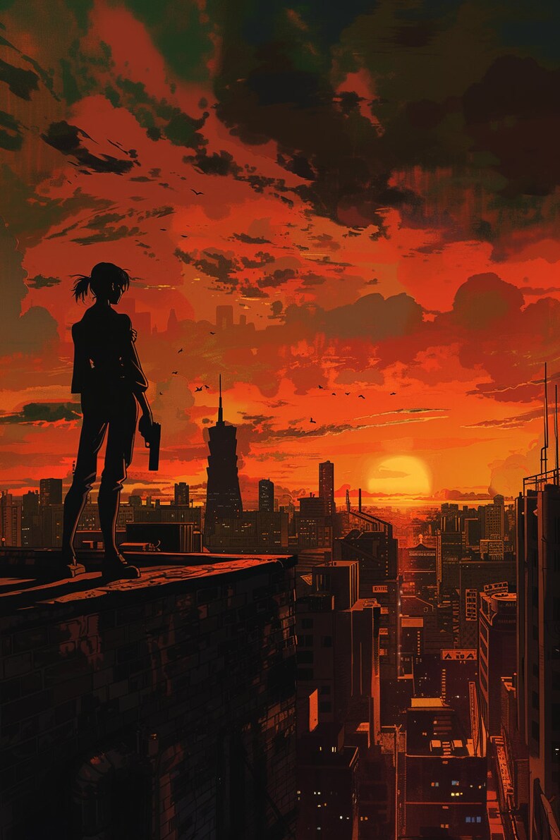 Sunset Anime, Digital, Artwork, Manga, Fanart, Fantasy, Otaku, Virtual ...