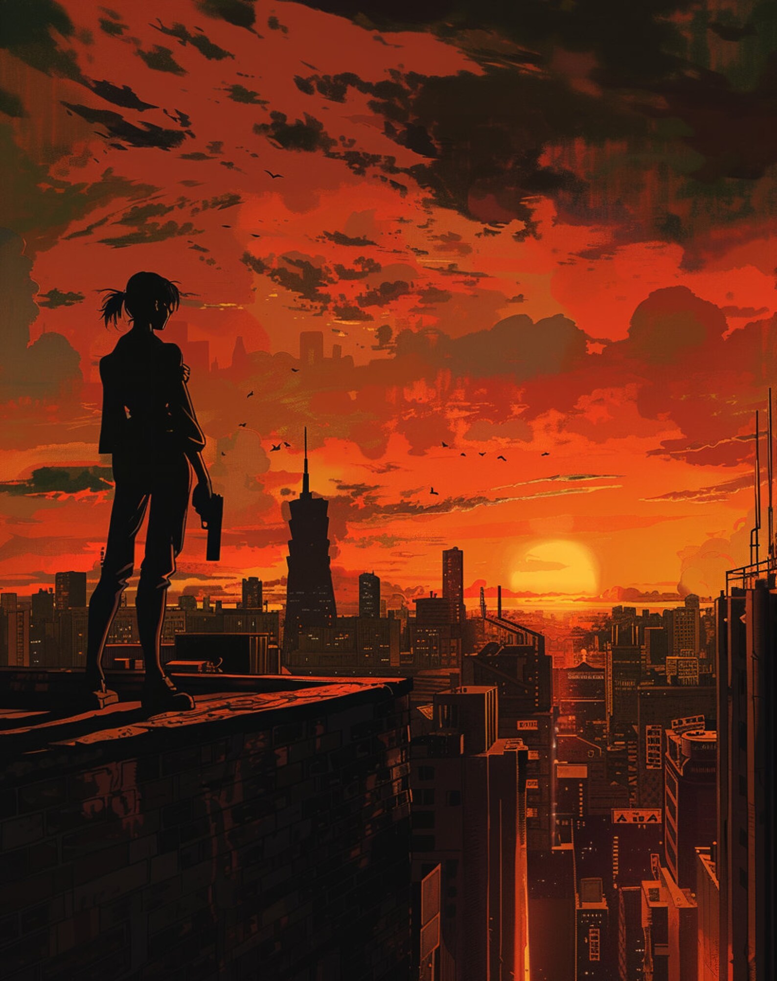 Sunset Anime, Digital, Artwork, Manga, Fanart, Fantasy, Otaku, Virtual ...