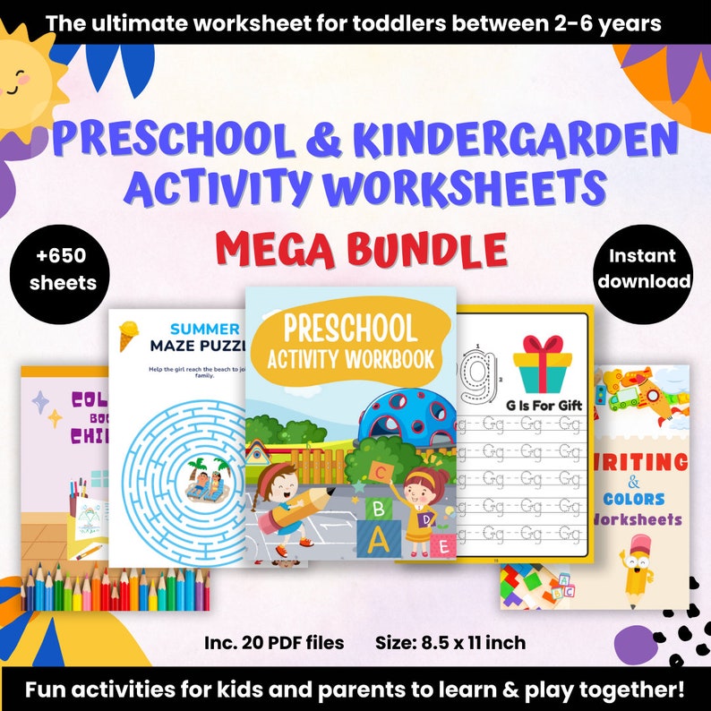 Preschool Kindergarten Learning Bundle +650 Pages Printable Activity ...
