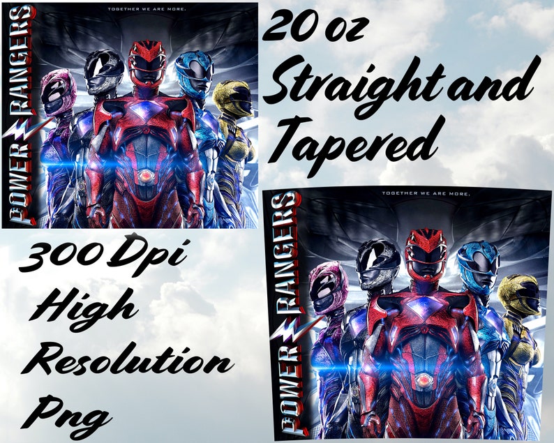 Power Rangers 20oz Skinny Tumbler Wrap Rangers Cartoon PNG Instant ...