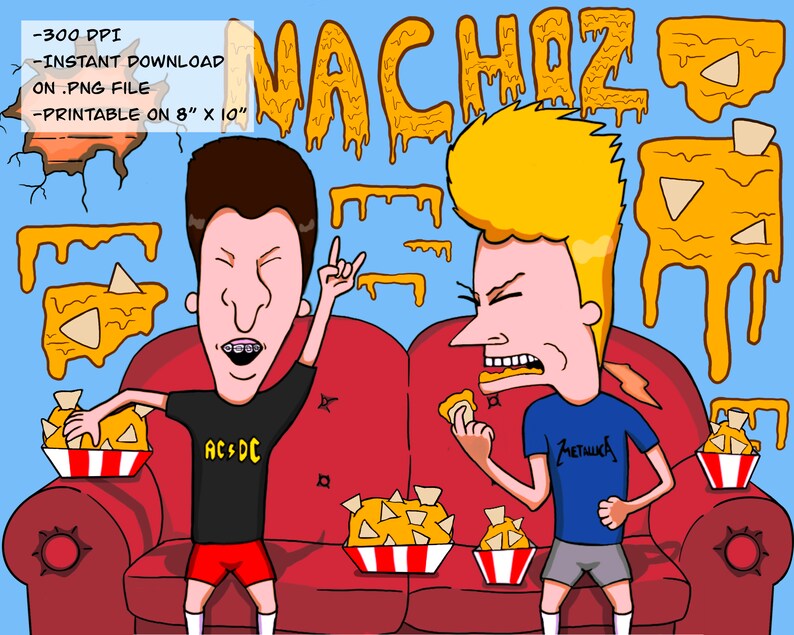 Beavis and Butthead Do the Nacho Wall - 8” X 10” Digital Wall Art Print ...