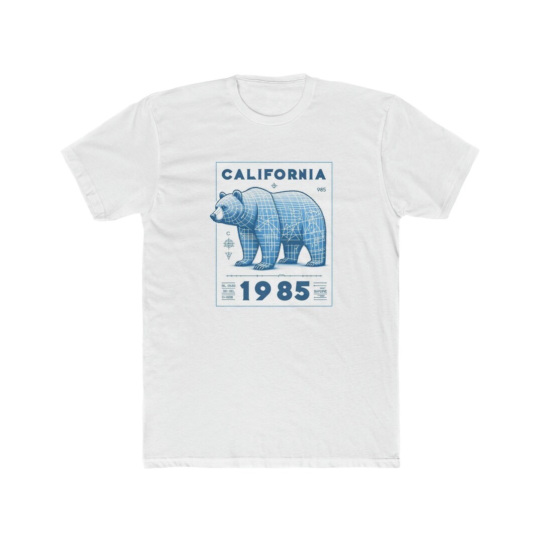 California 1985 Blueprint Bear Men's Cotton Crew Tee - Etsy
