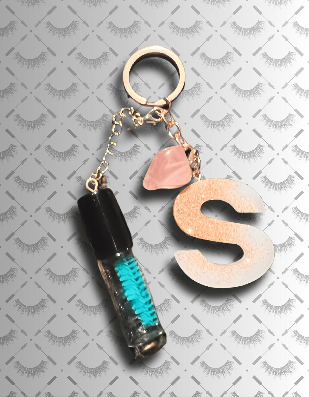 Personalized Keychain, Lash Spoolie With Crystal Key Chain, Eyelash ...