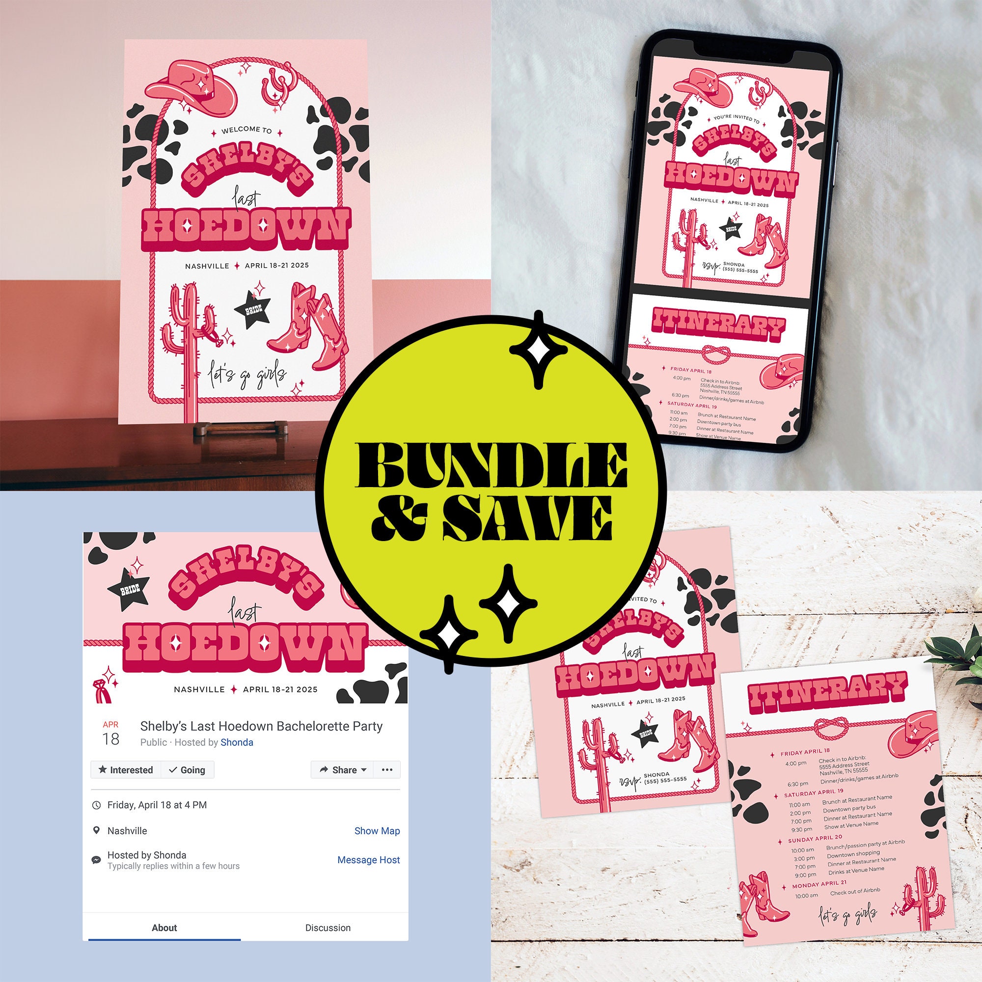 Last Hoedown/last Rodeo Bachelorette Party Welcome Sign, Personalized ...