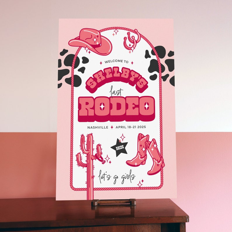 Last Hoedown/last Rodeo Bachelorette Party Welcome Sign, Personalized ...
