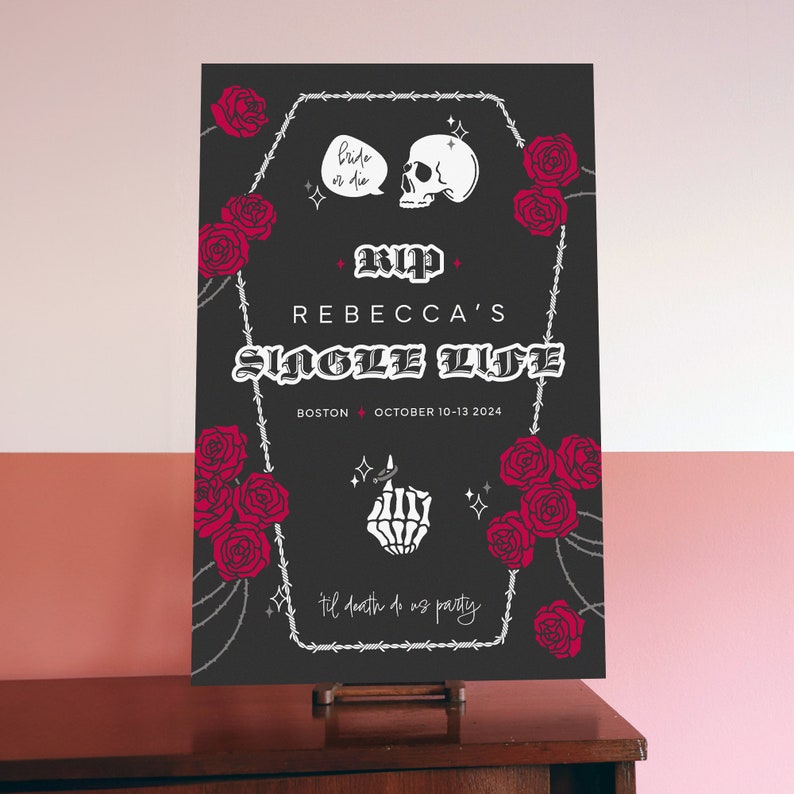 RIP Single Life Bachelorette Party Welcome Sign (personalized Printable ...