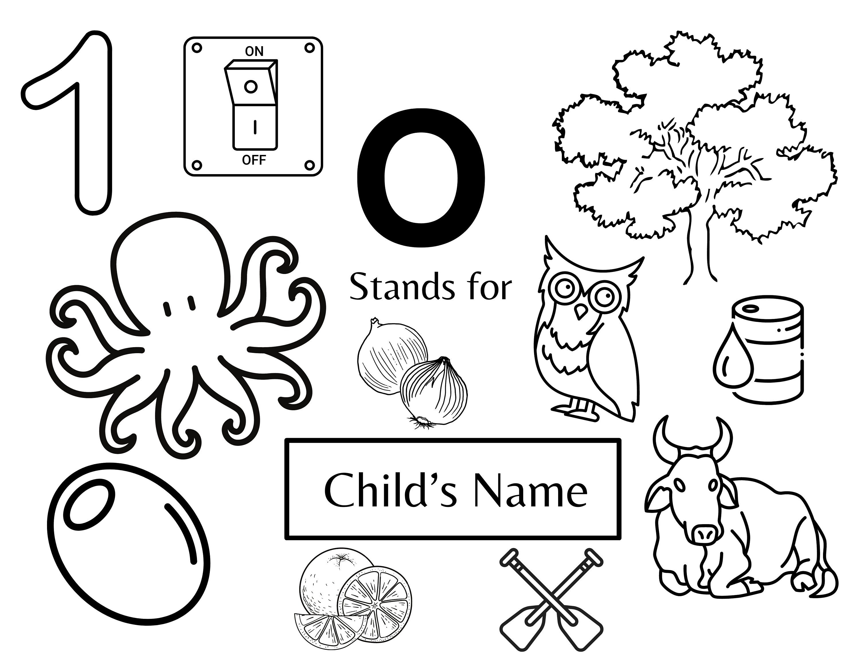 Editable Name Coloring Page, O Stands For, Personalized Coloring Place ...