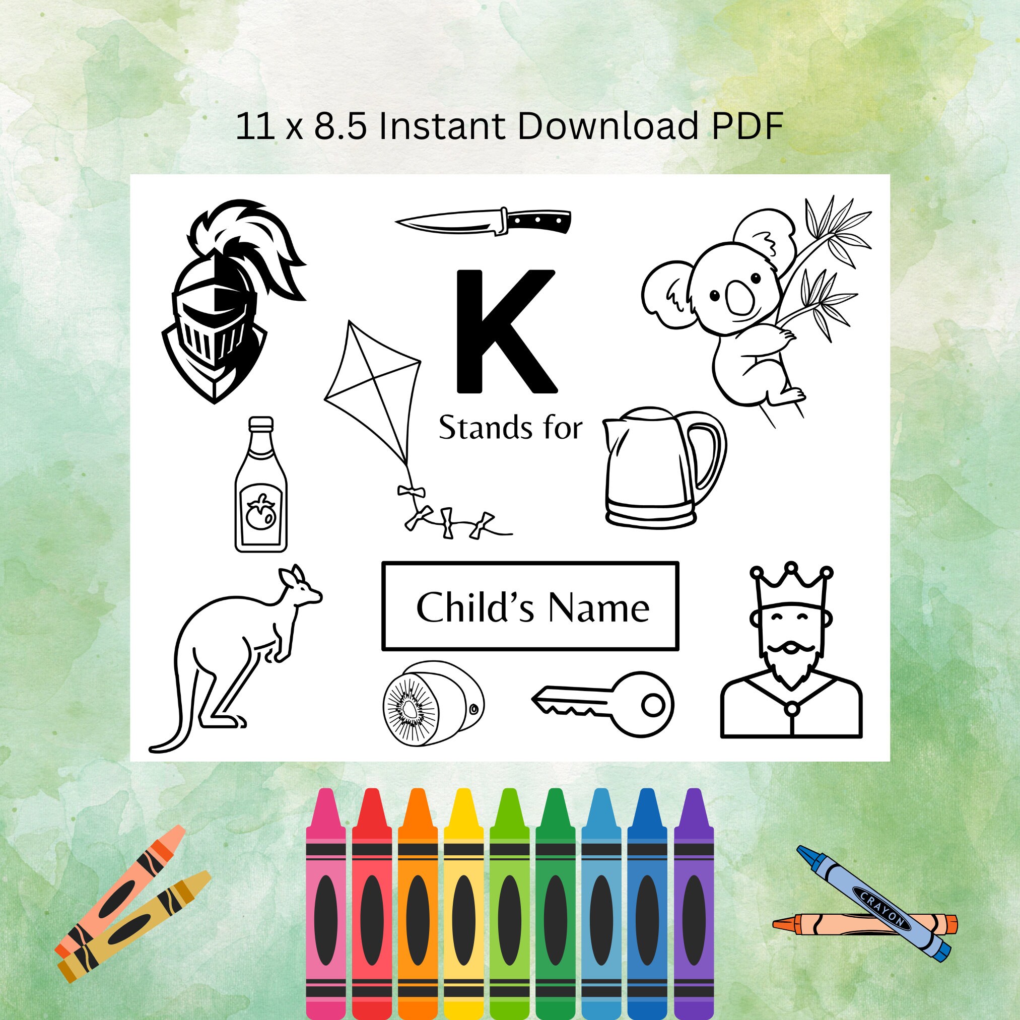 Editable Name Coloring Page, K Stands For, Personalized Coloring Place ...