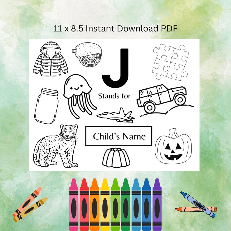 Editable Name Coloring Page, J Stands For, Personalized Coloring Place ...