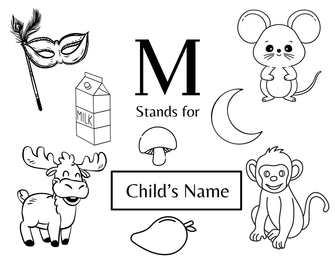 Editable Name Coloring Page, M Stands For, Personalized Coloring Place ...