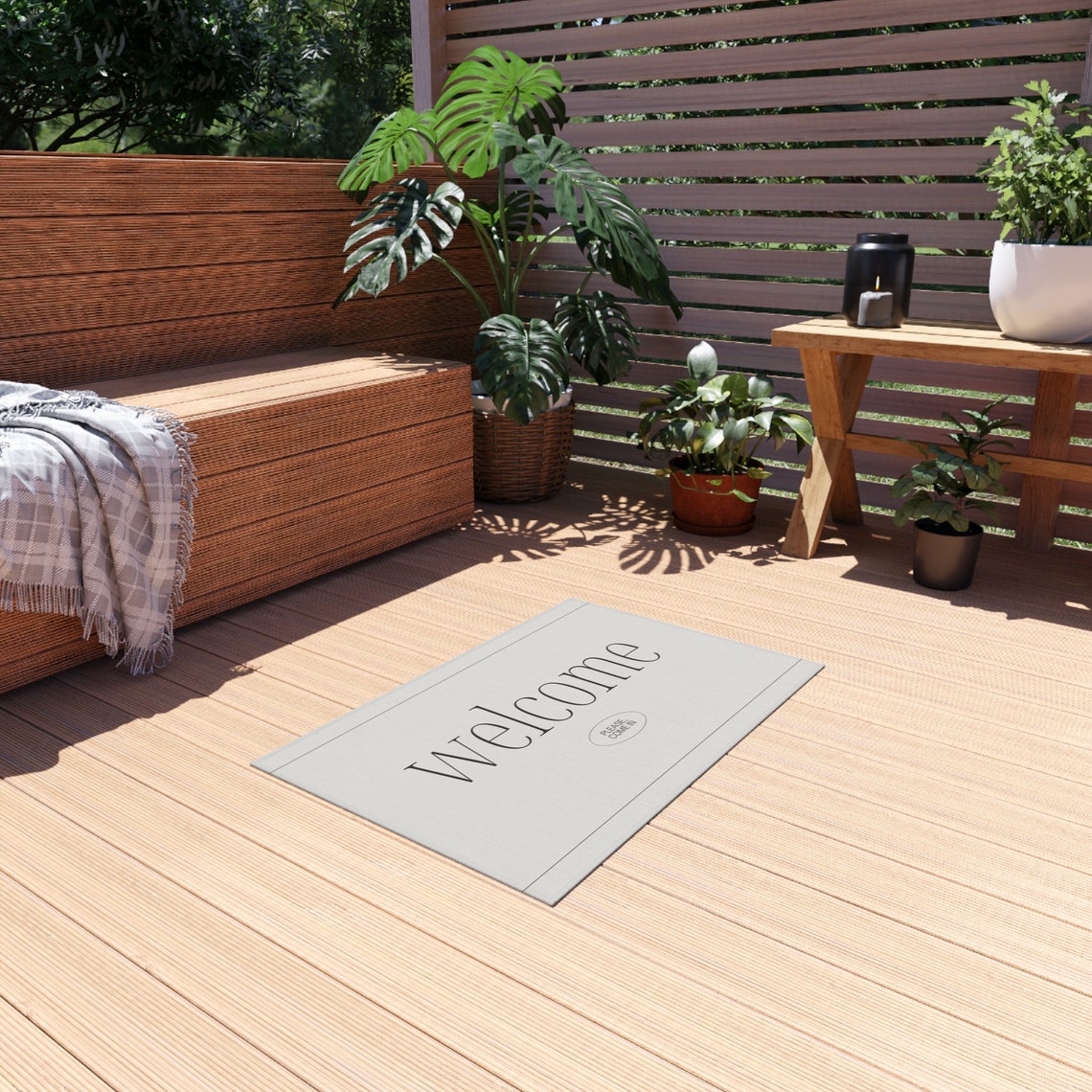 Modern Minimalism: Welcome Outdoor Rug 24'x36' Non-skid Polyester ...