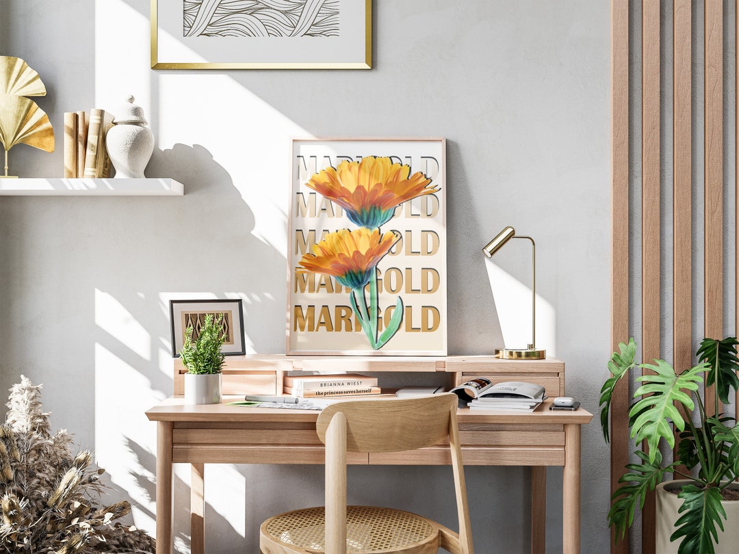 Golden Radiance Typographic Tribute to Marigold's Vibrant Charm and ...