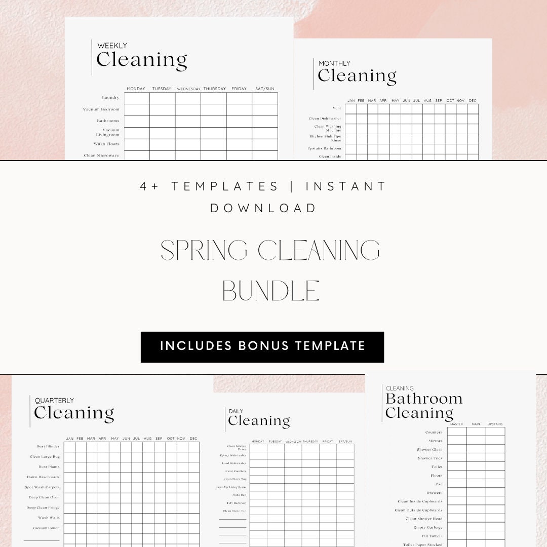 Editable Spring Cleaning Checklist Bundle, Adhd Cleaning Checklist ...