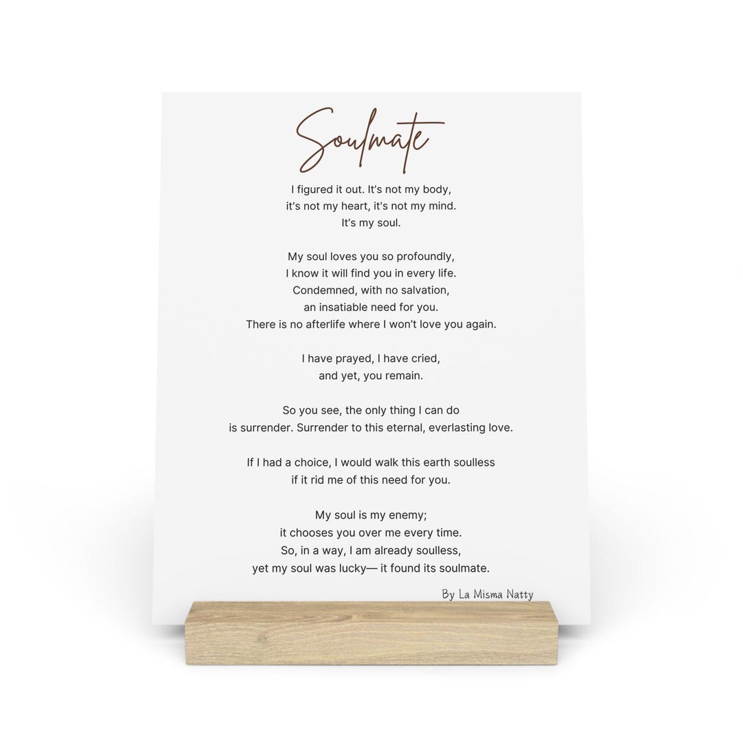 Original Poetry, Soulmate Poem, Framed Poetry, Home Decor, Office Desk ...