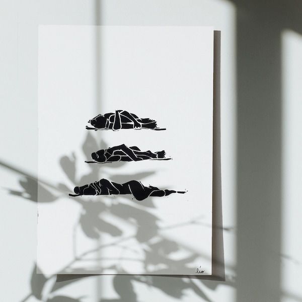 Linocut People Print - Etsy