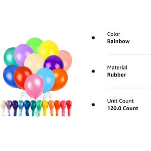 120 Balloons Assorted Color 12 Inches Rainbow Latex Balloons, 12 Bright ...