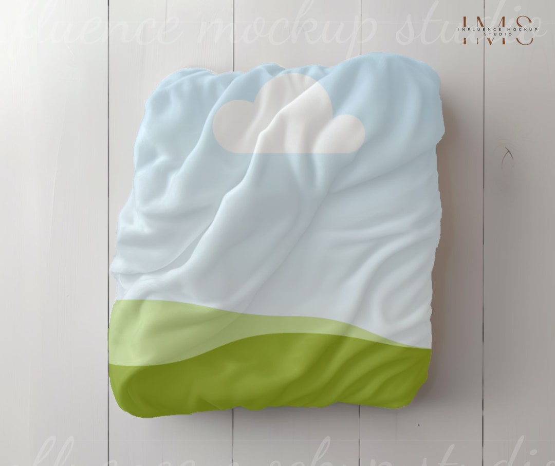 Flat-lay Blanket Mockup PSD, Canva Drag and Drop Mockup, Throw Blanket ...