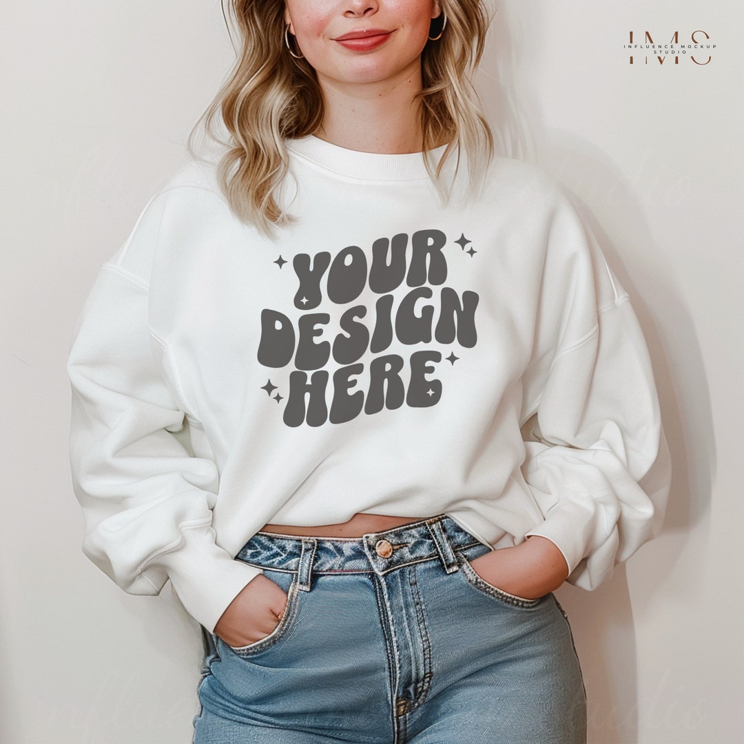 Gildan 18000 White Mockup, Boho Mockup, 18000 Mockup White, Gildan 1800 ...