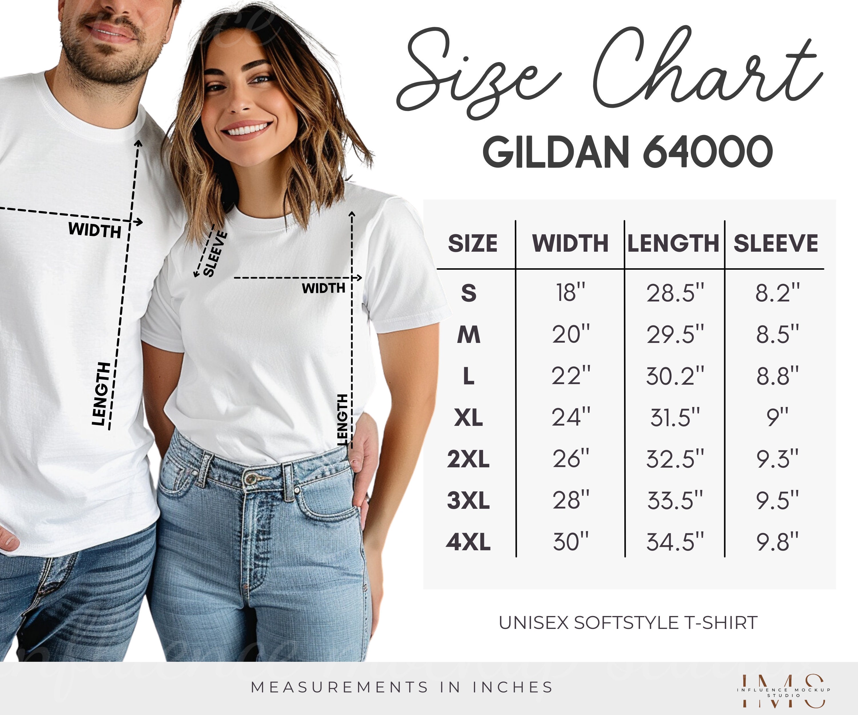 Gildan 64000 Couples Size Chart, Gildan Size Chart, Gildan 64000 T ...
