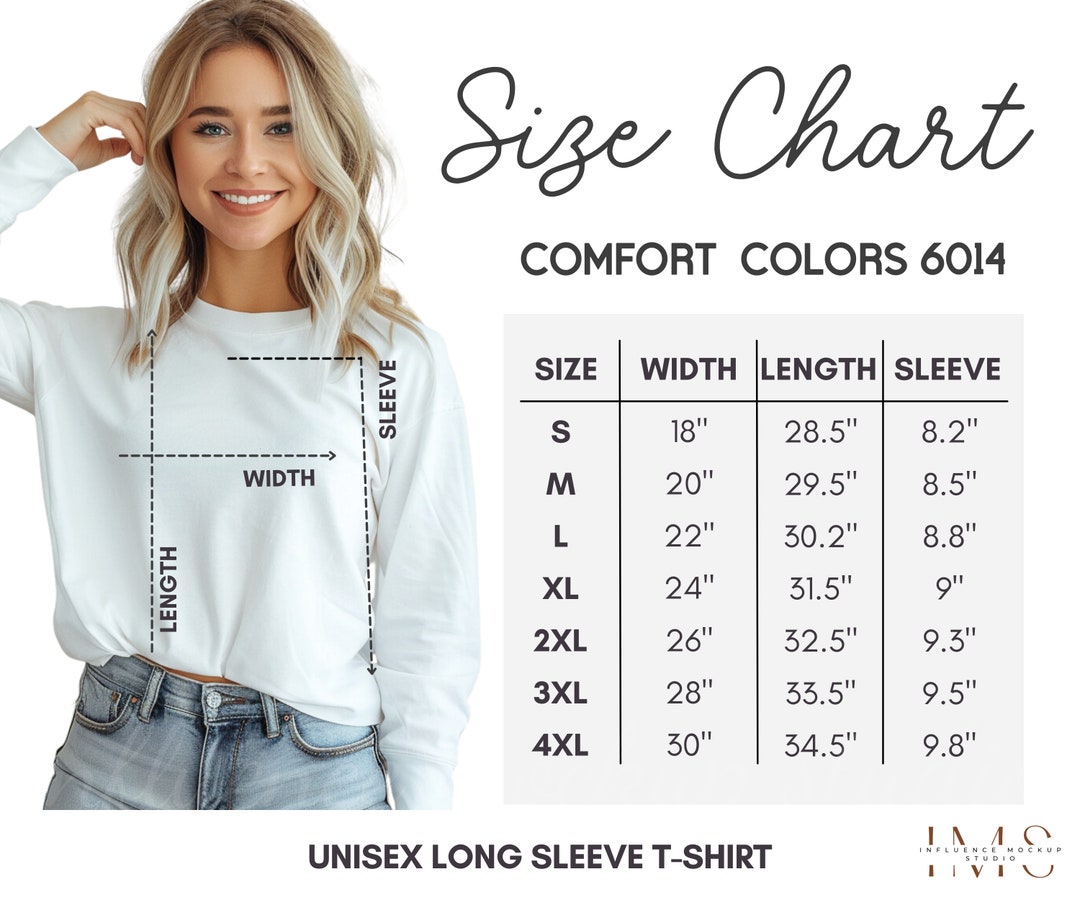 Comfort Colors 6014 Size Chart, Comfort Colors 6014 Mockup, 6014 ...
