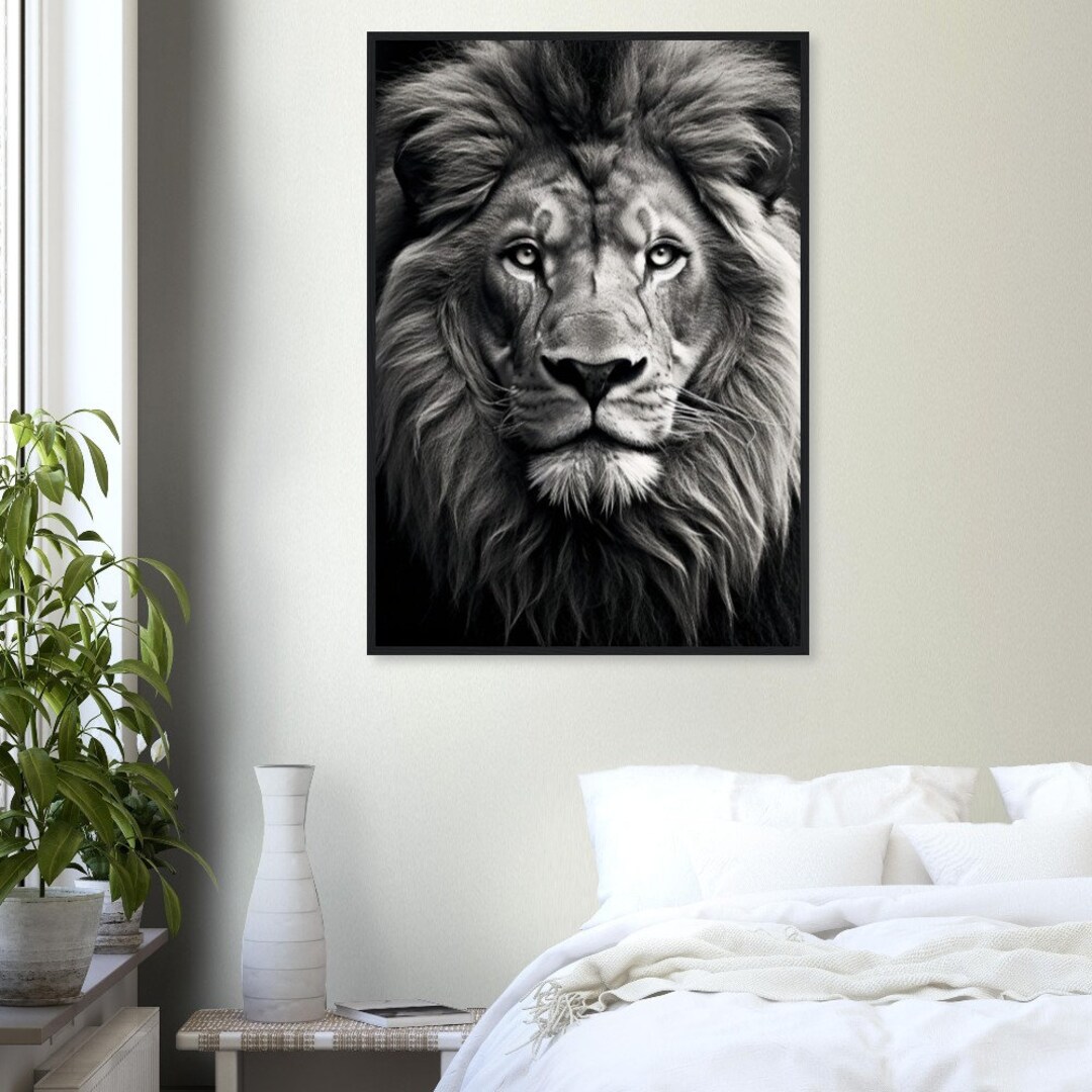 Ai Designed Lion Head Wall Poster, Premium Matte Paper Wooden Framed ...