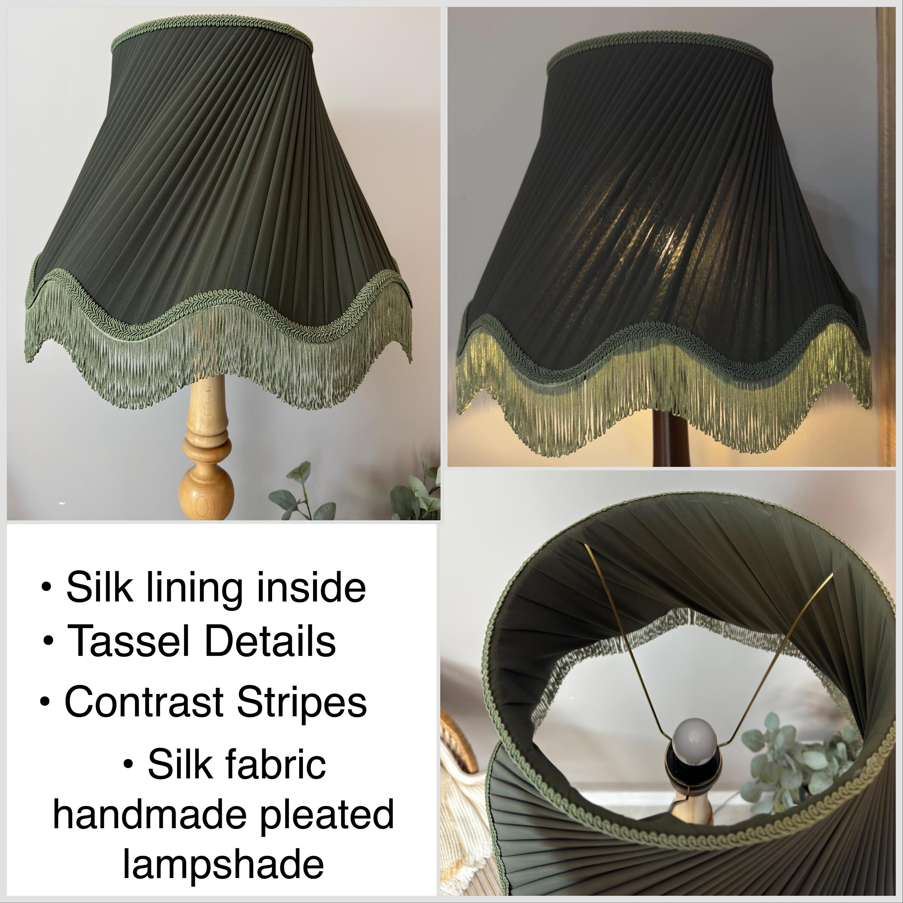 Silk Satin Fabric and Fringed Chandelier, Lamp Shade. - Etsy