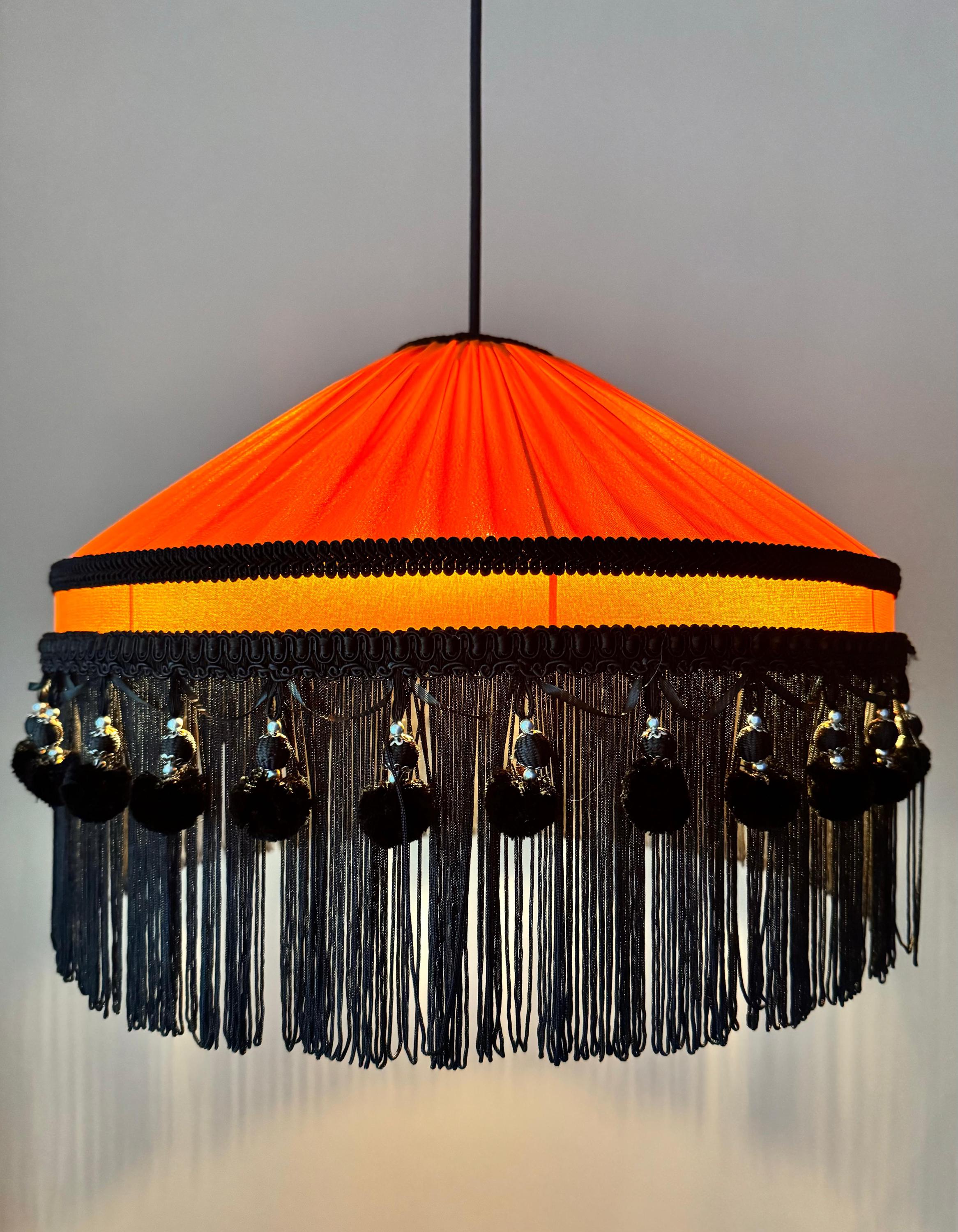 Silk Satin Fringed Lamp Shade – Victorian Style Handmade Pendant Light ...