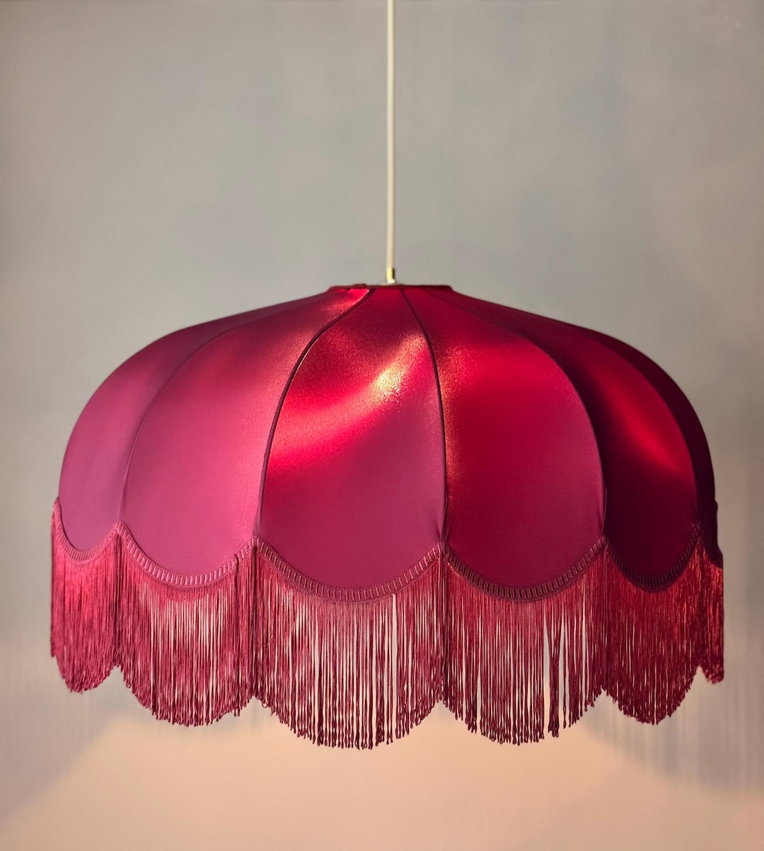Silk Satin Fabric and Fringed Chandelier, Lamp Shade. - Etsy
