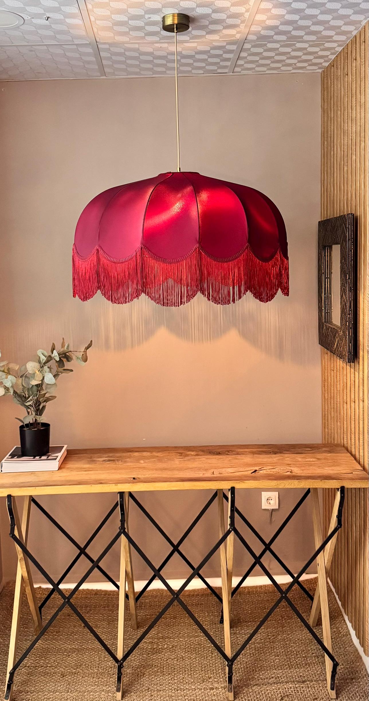 Silk Satin Fabric and Fringed Chandelier, Lamp Shade. - Etsy