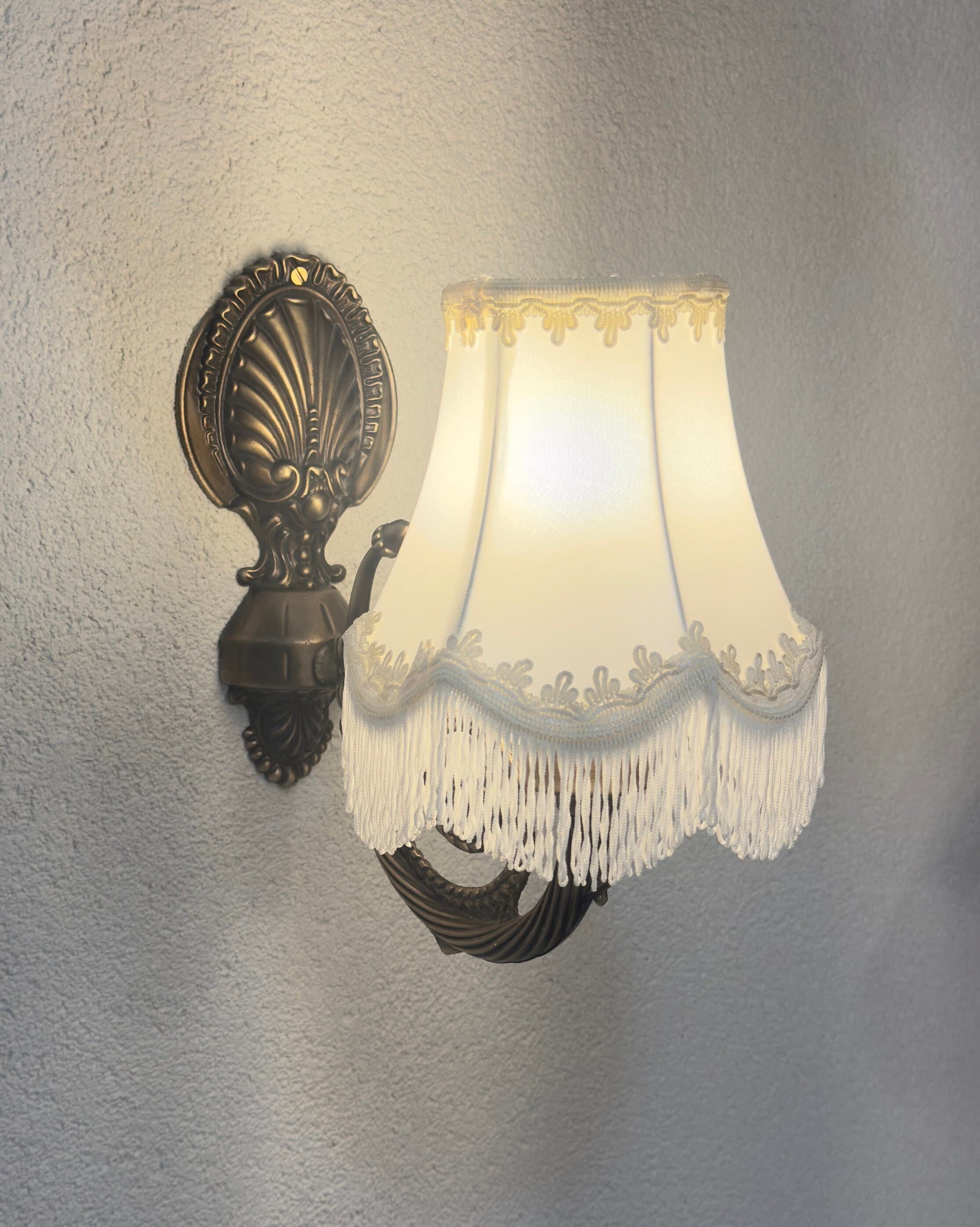 Silk Satin Fabric and Fringed Wall Sconce, Vintage Wall Light, Classic ...