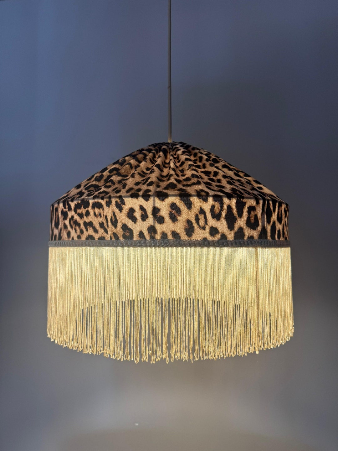 Leopard Print Tufted Chandelier, Lampshade, Handmade Chandelier, High ...