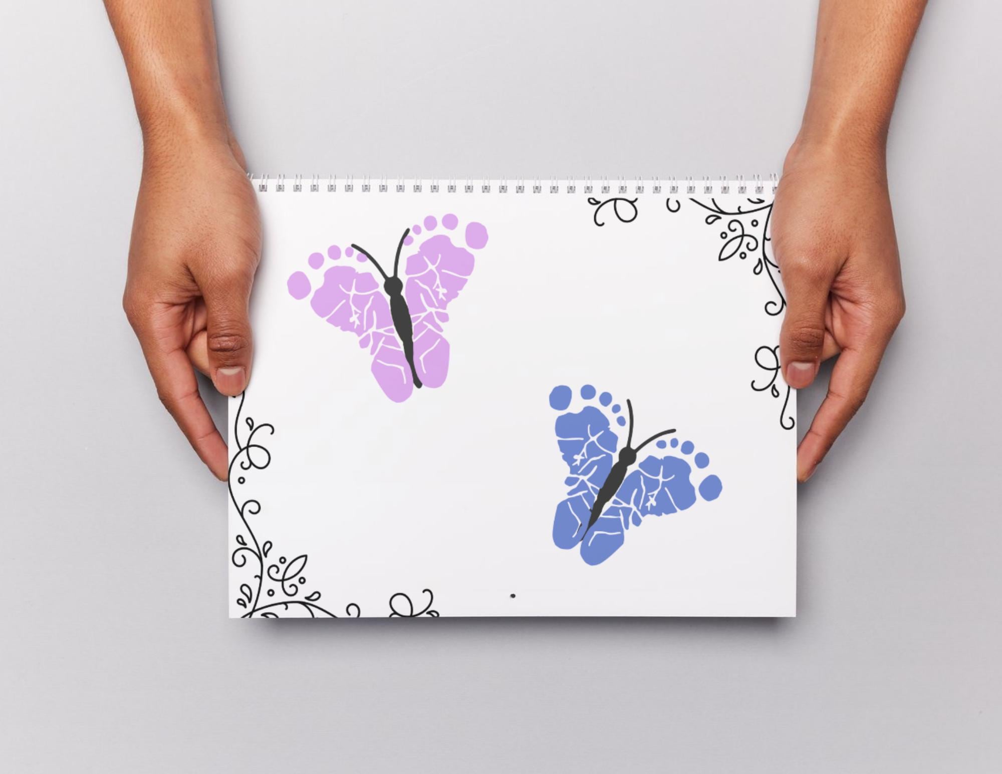 Butterfly Footprint Art Keepsake, Baby Toddler Spring Craft Template ...