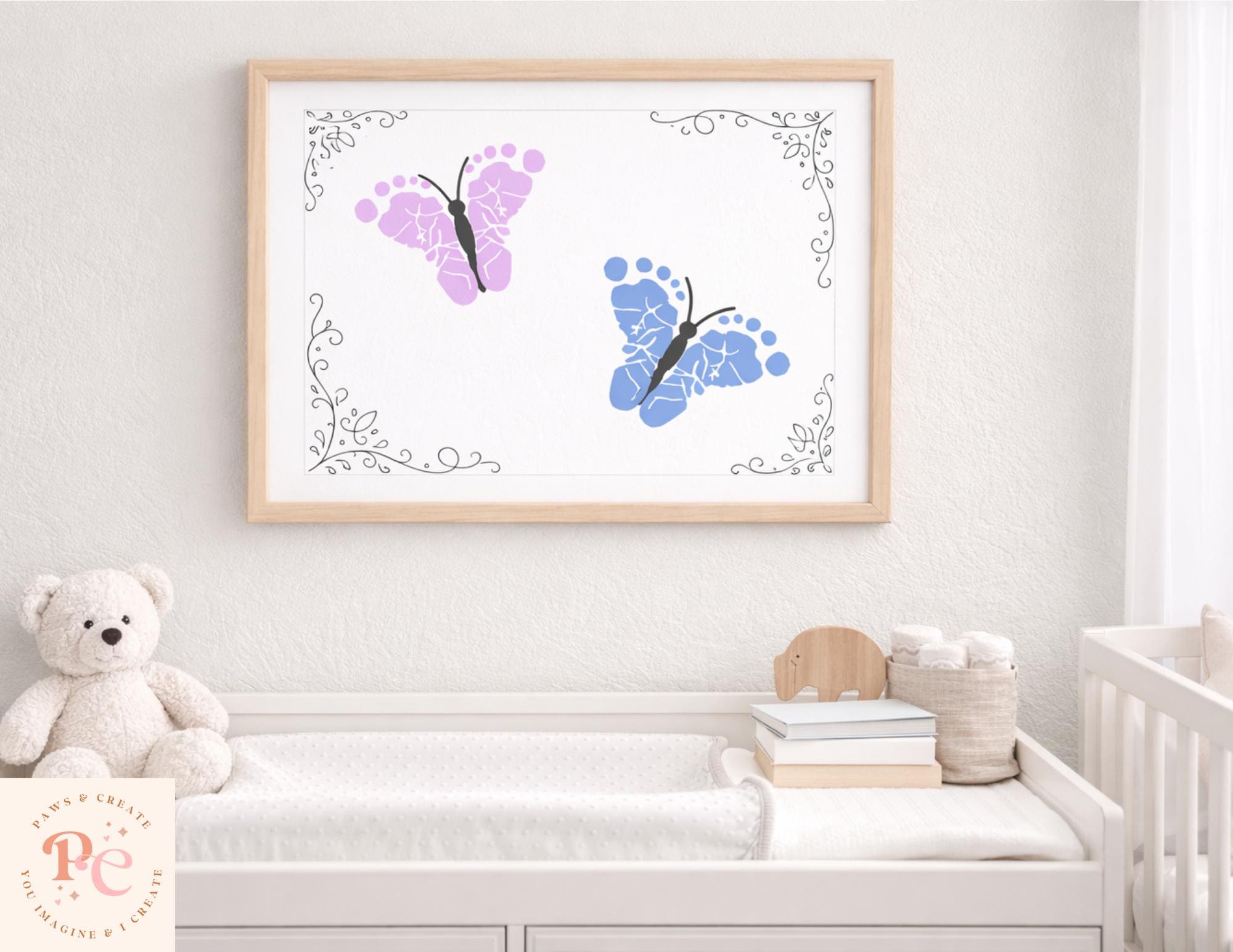 Butterfly Footprint Art Keepsake, Baby Toddler Spring Craft Template ...