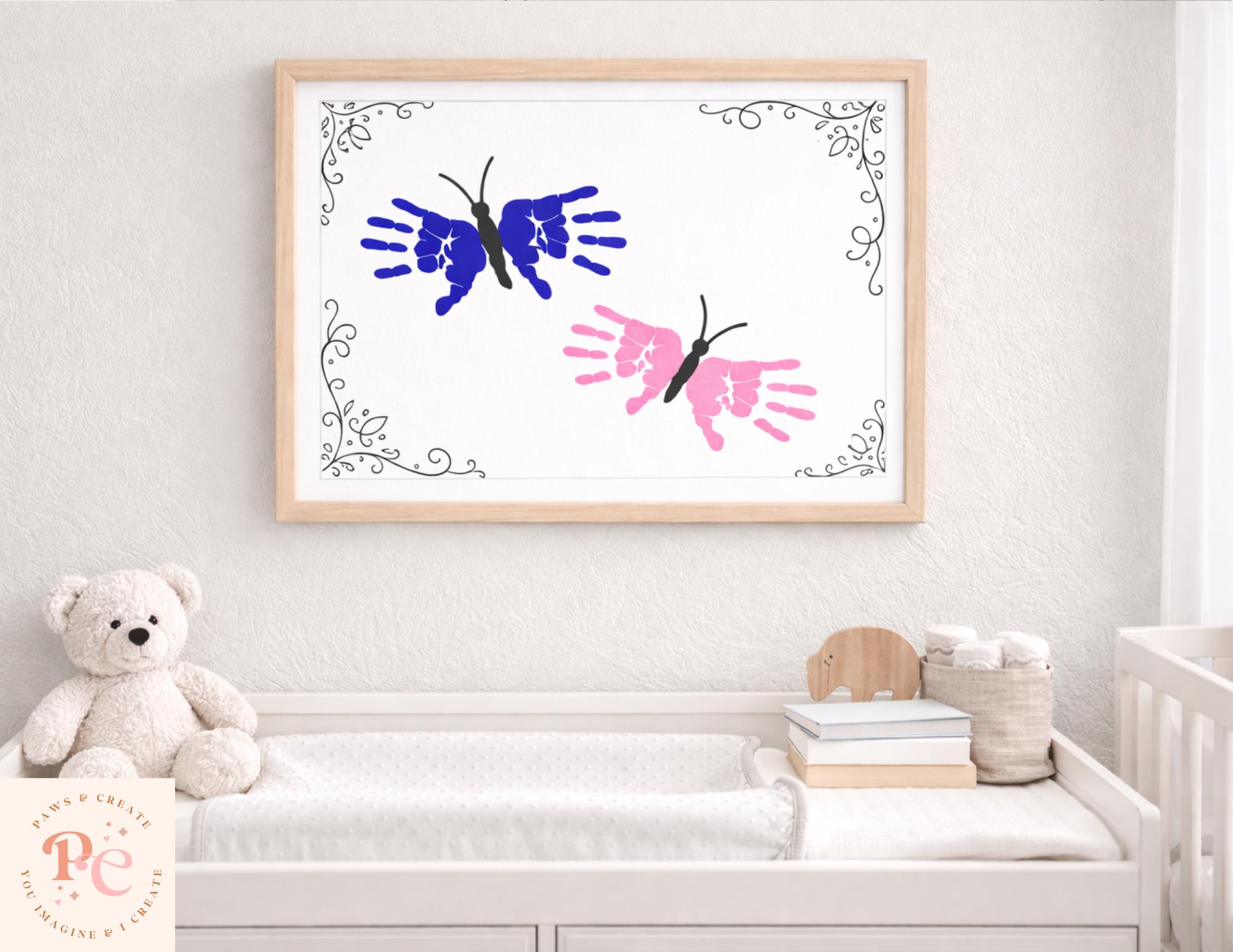 Butterfly Footprint Art Keepsake, Baby Toddler Spring Craft Template ...