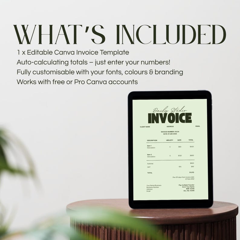 Editable Canva Invoice Template | Automated, Professional Design ...
