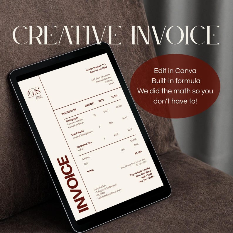 Editable Canva Invoice Template | Automated, Professional Design ...
