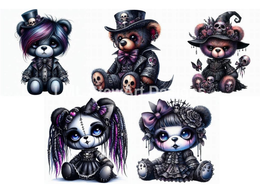 Gothic Teddy Bear / Digital Downloads / Digital Art Prints / Printable ...