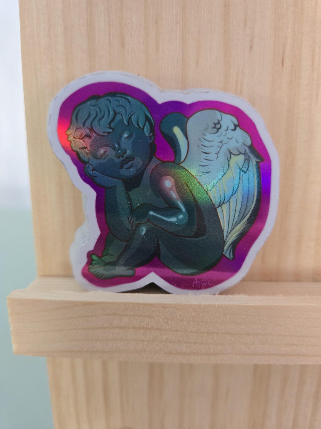 Holographic Cherub Sticker - Etsy