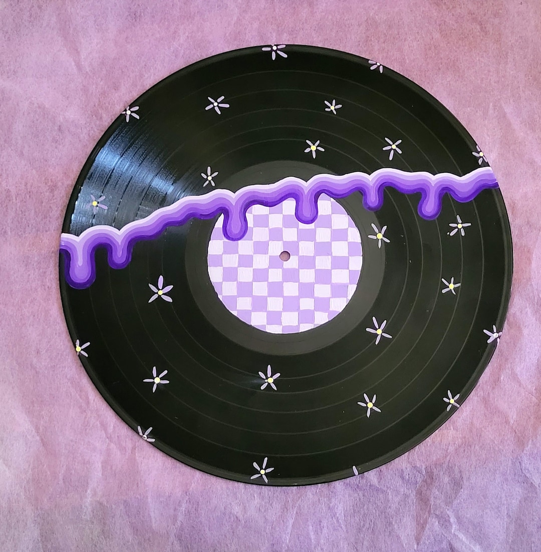 Checkered Drip Painted Record - Etsy