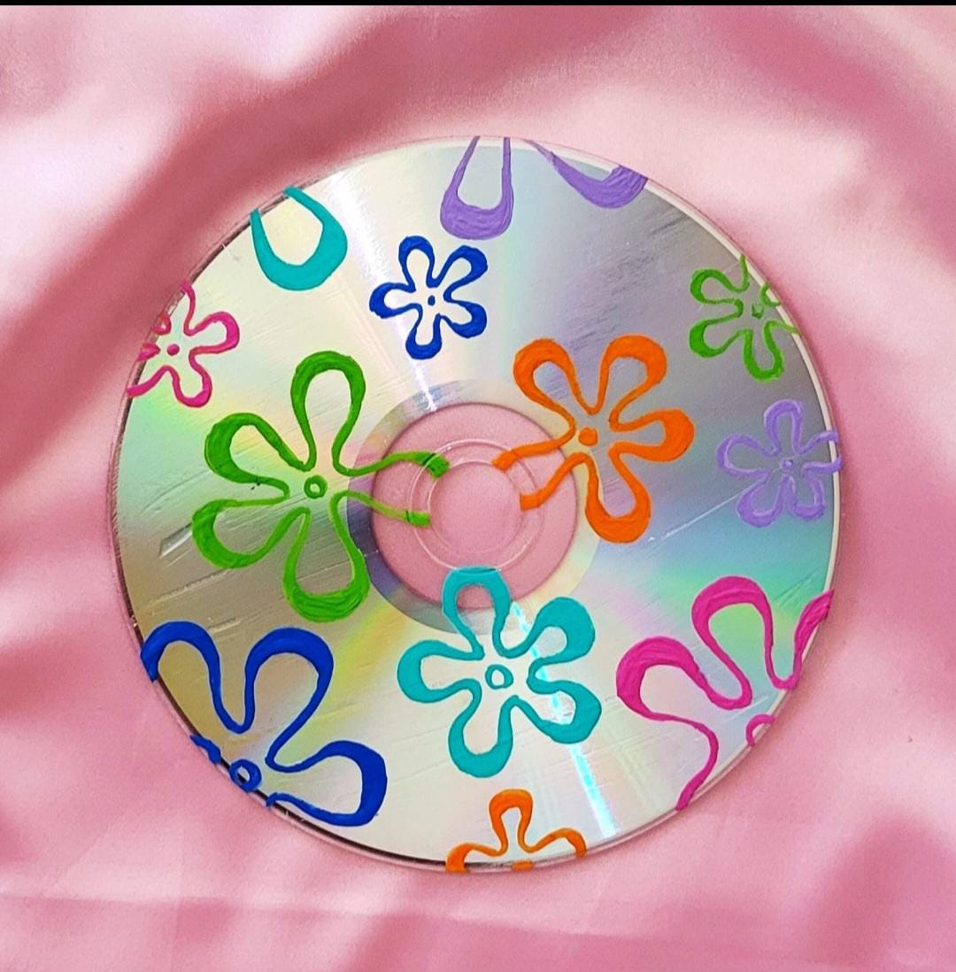 Wavy Flower Painted CD - Etsy