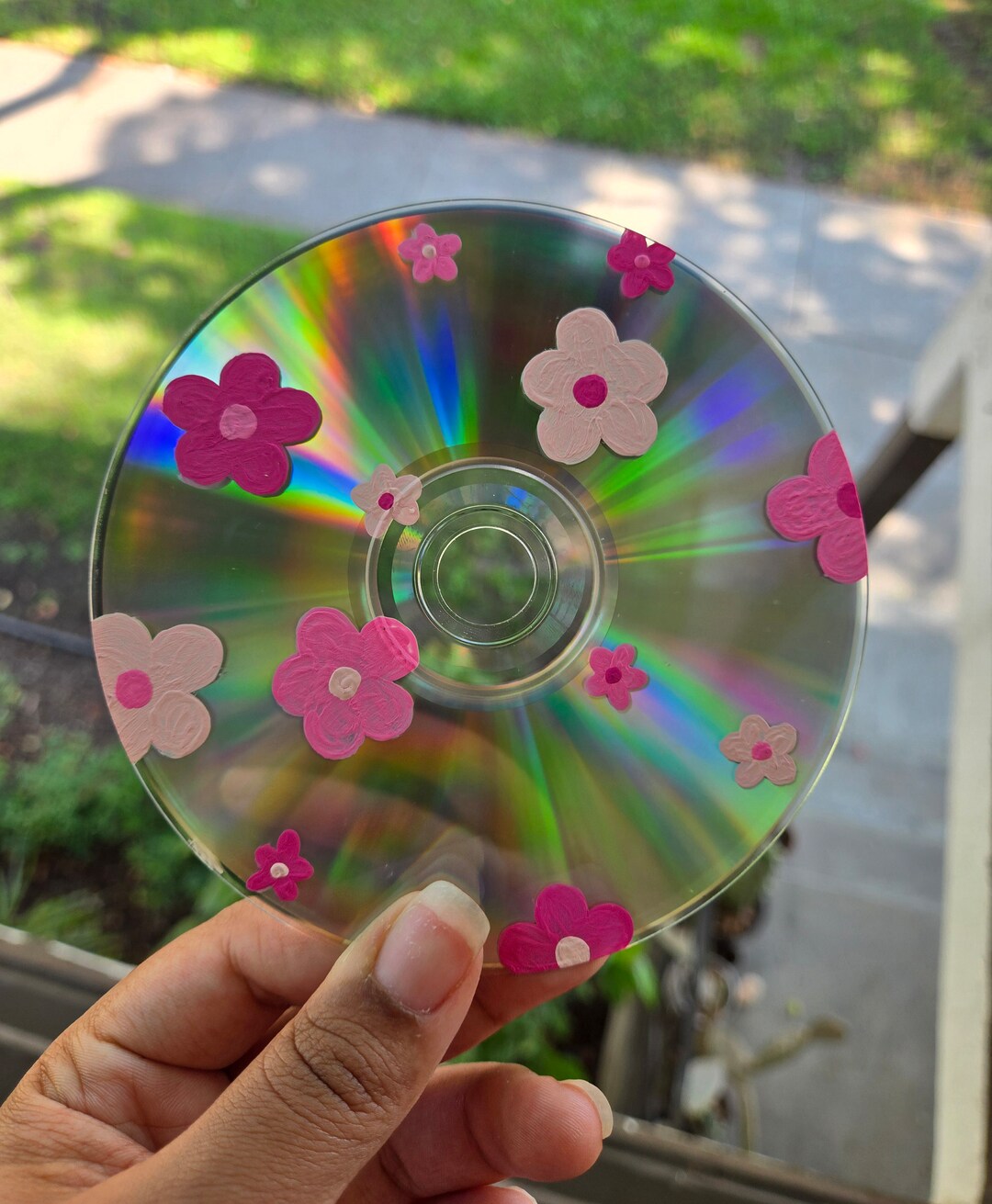 Monochrome Flower Painted CD - Etsy