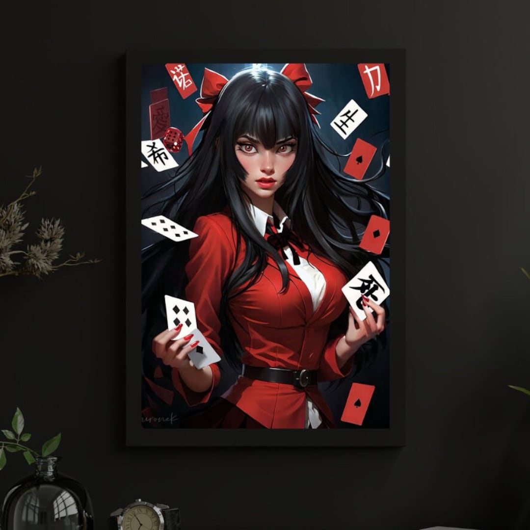 Yumeko Yabami Kakegurui Poster, Digital Art, Black Frame, Anime, Manga ...