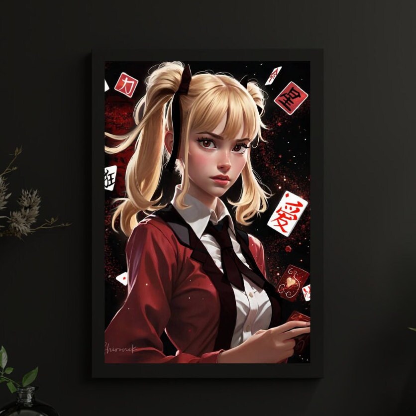 Mary Saotome Kakegurui, Poster, Digital Art, Black Frame, Anime, Manga ...