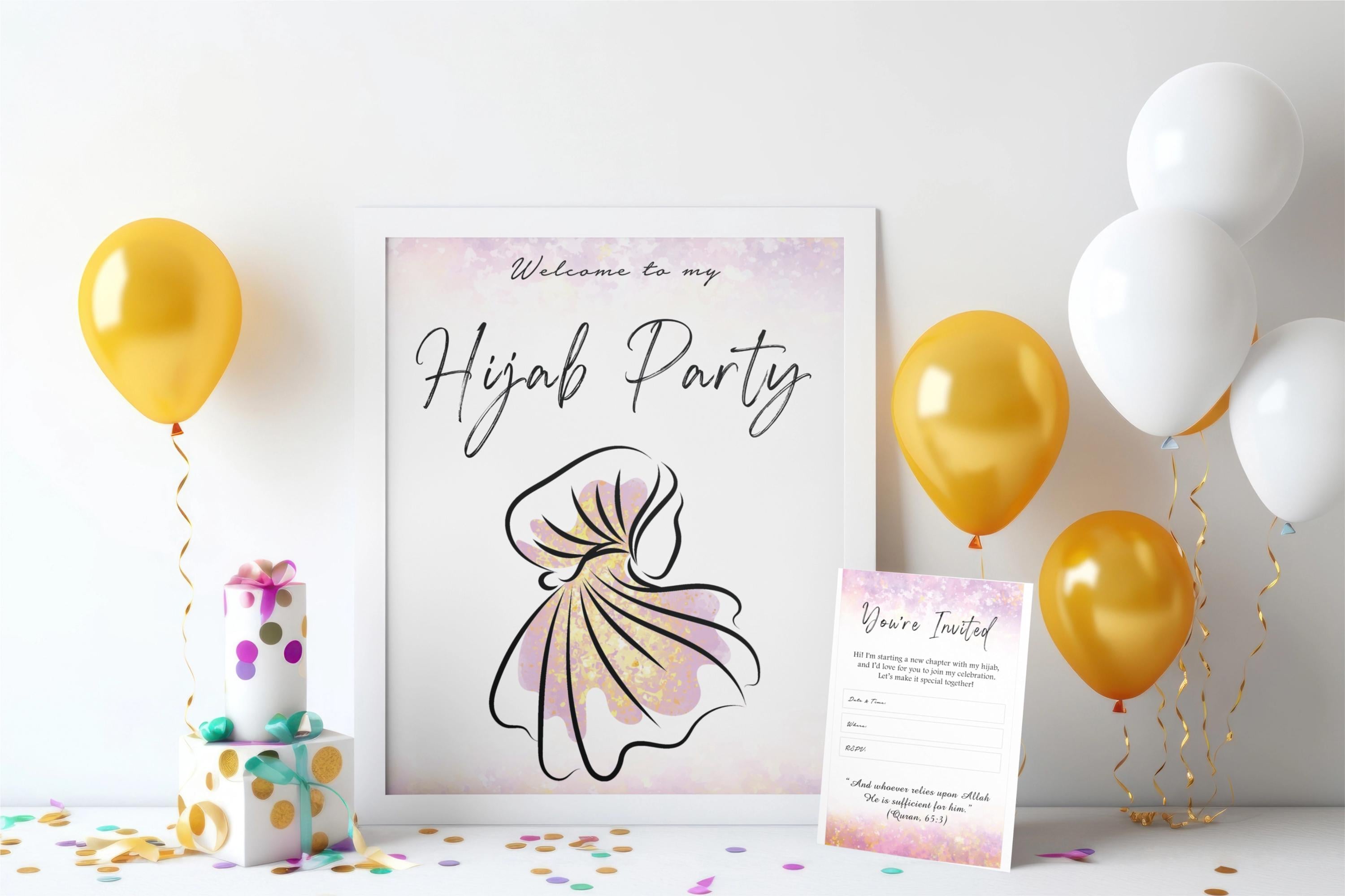 Hijab Party Printable Set: Decorations & Invitations (digital Download ...