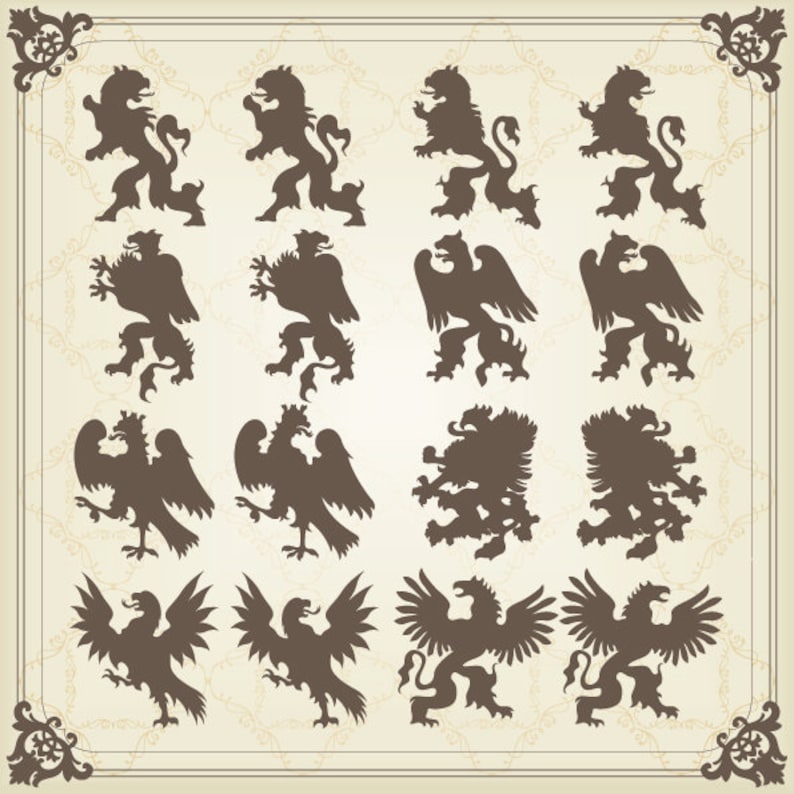 Vintage Heraldic Elements Vector Pack - Etsy