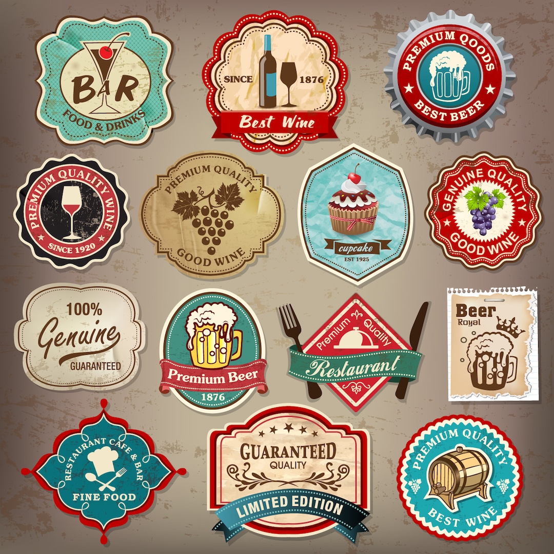 Retro/vintage Label/sticker Vector Artwork Pack - Etsy