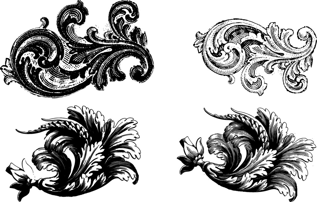 Acanthus Scroll Vector Pack - Etsy